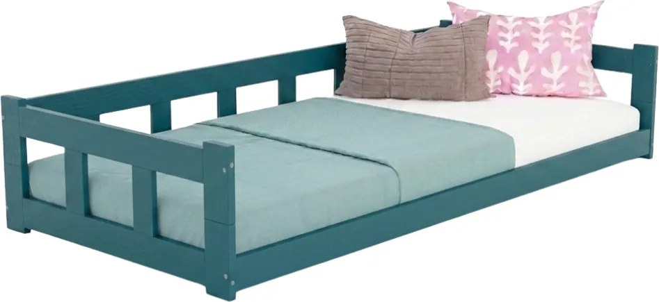 Benlemi Nízké postele FENCE 4v1 s otevřeným vstupem pro dvě děti Zvolte barvu: Světle šedá, Zvolte rozměr: 90x190 cm