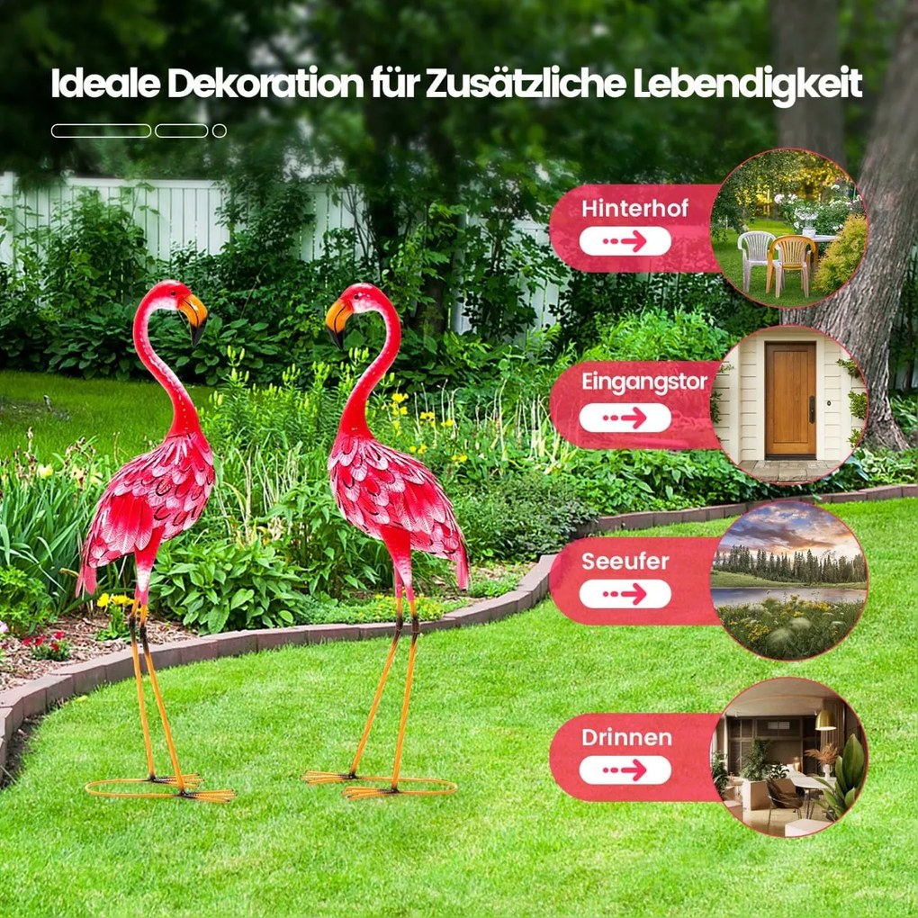Costway Dekorace Flamingo 2-dílná zahradní socha ve tvaru plameňáka