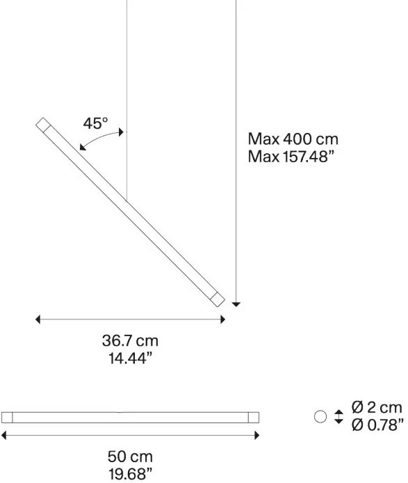 Lodes A-tube Nano Duo, zlaté závěsné svítidlo, 2x1W LED 2700K, 50cm