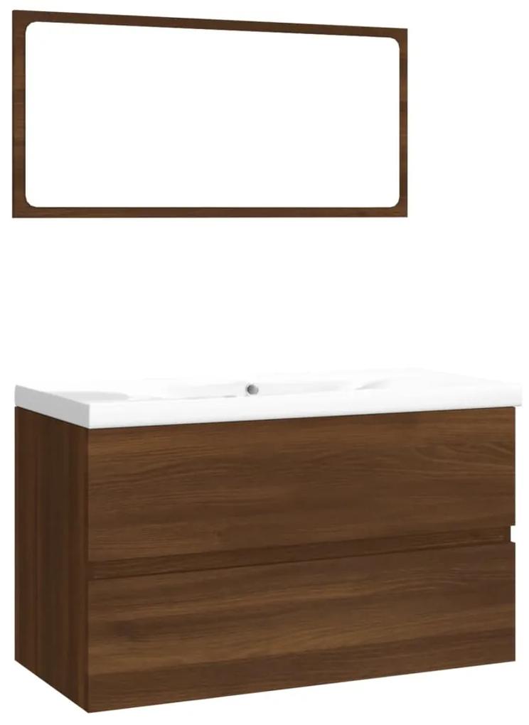 Koupelnová sestava hnědý dub kompozitní dřevo,  3120350