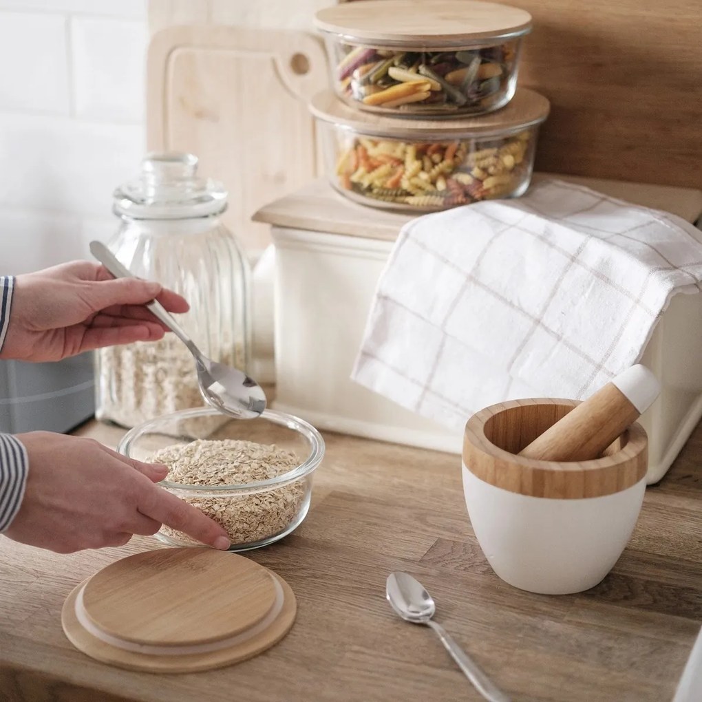 Florina Skleněná dóza s bambusovým víkem Clavato, 390 ml, S