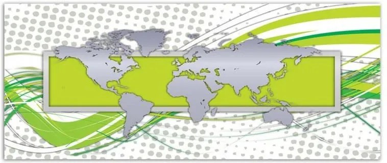 Obraz CARO - World Map - Green 50x20 cm