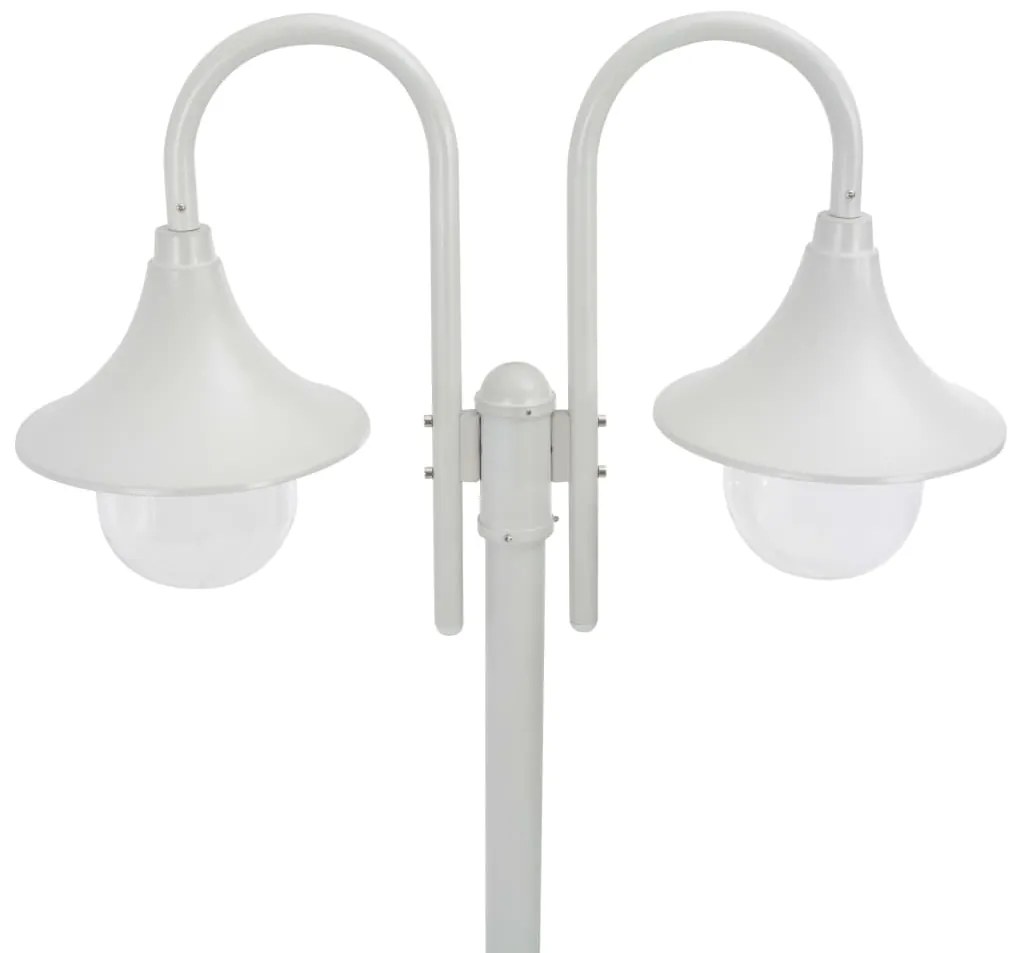 vidaXL Marketos Zahradní sloupová lampa 2 ramena E27 220 cm hliník bílá