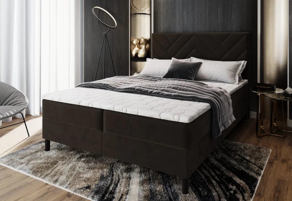Expedo Čalouněná postel boxspring ROKOS + vrchní matrace, 140x200, monolith 37