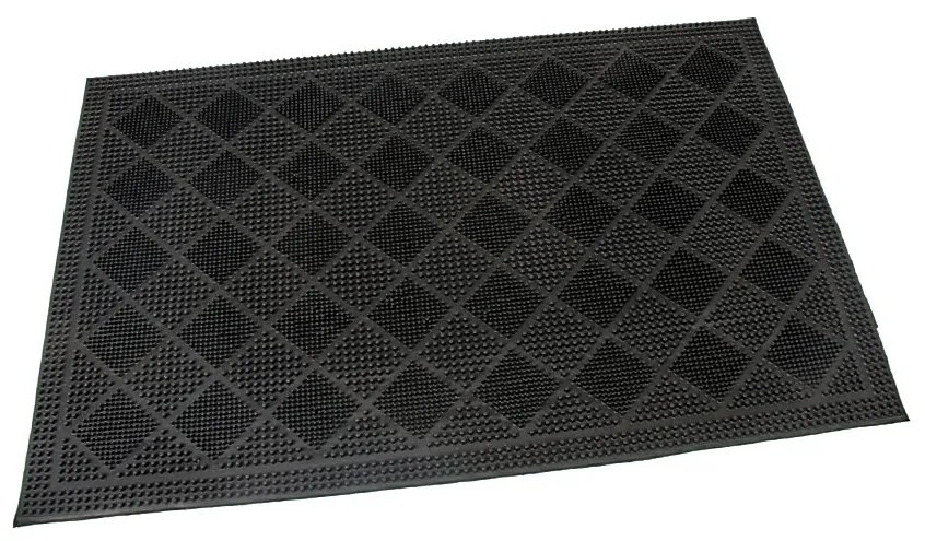 Gumová čistící venkovní vstupní rohož FLOMA Squares - 45 x 75 x 0,7 cm