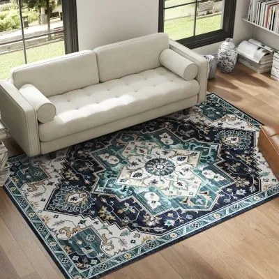 HOMCOM boho koberec, protiskluzový a pratelný, krátký vlas, pro obývací pokoj a ložnici, 230x160 cm, vícebarevný