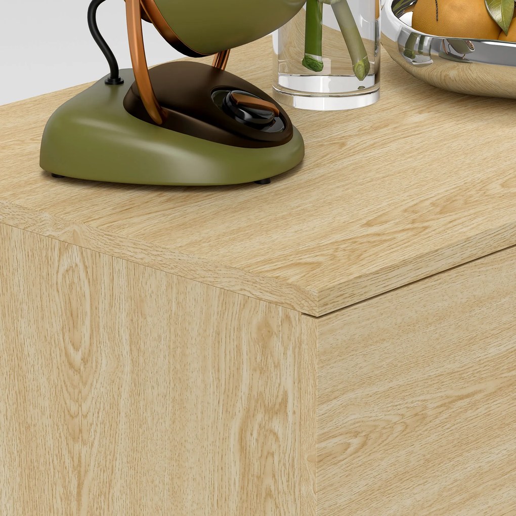 HOMCOM Komoda se 6 zásuvkami Moderní design s protišmykovým zajištěním 110Š x 40H x 75V cm Dřevěný vzhled