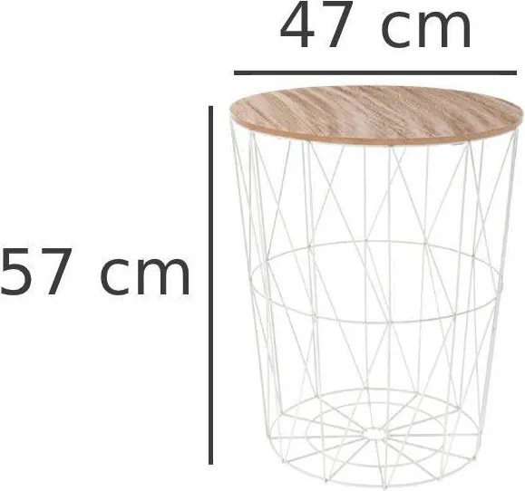 Multifunkční odkládací stolek, kovový, bílý