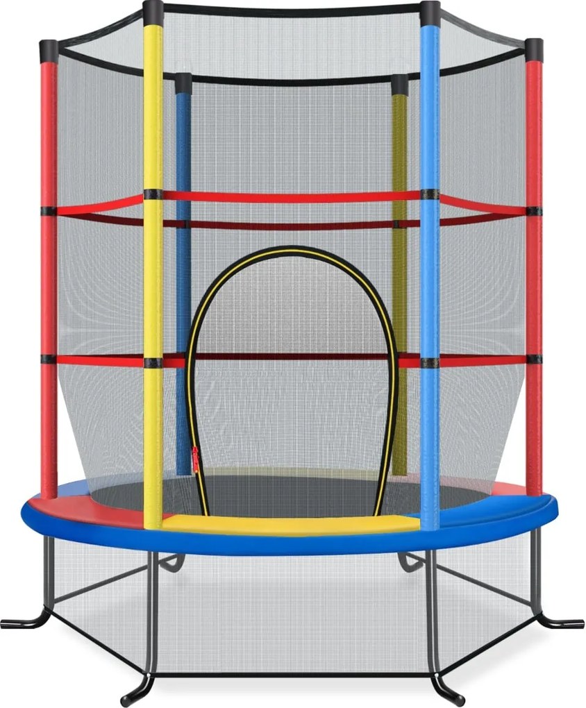 Costway Zahradní trampolína Ø 140 cm s ochrannou sítí trampolína pojme – barvitý