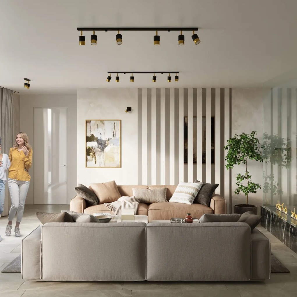 Sollux Lighting Stropní svítidlo NERO 6 černé/zlaté
