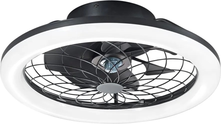 FAN LED-ETESIA-B-FAN Stropní svítidlo ETESIA s ventilátorem černá, hliník/akrylát, 30 W, 4800 lm, CCT, 17 x 49 cm - FANEUROPE
