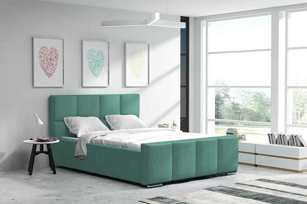 Eka Čalouněná postel Passion - Kronos 120x200 cm Barva látky: Tmavě růžová (Kronos 29), Úložný prostor: S kovovým rámem úložného prostoru