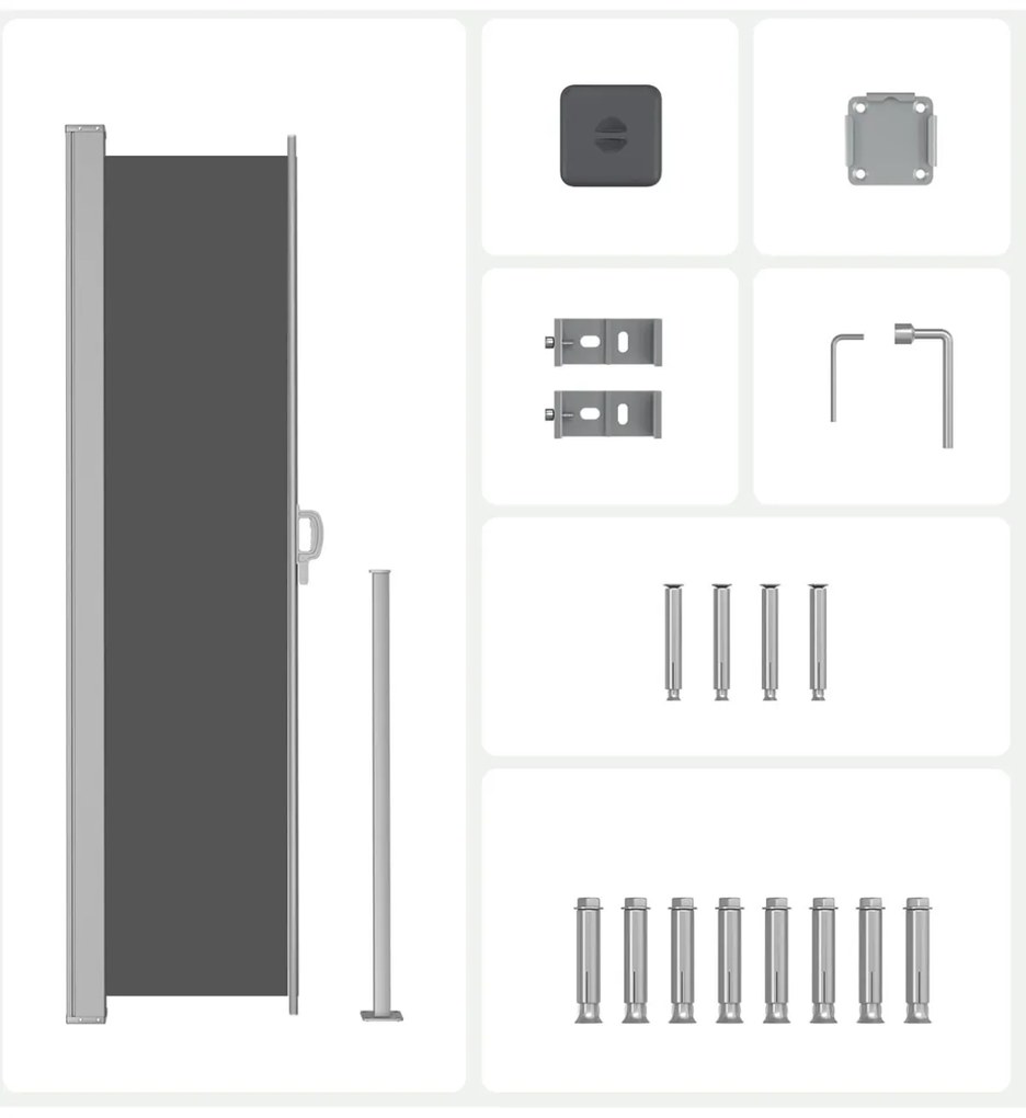 Boční markýza DELL 160x350 cm tmavě šedá
