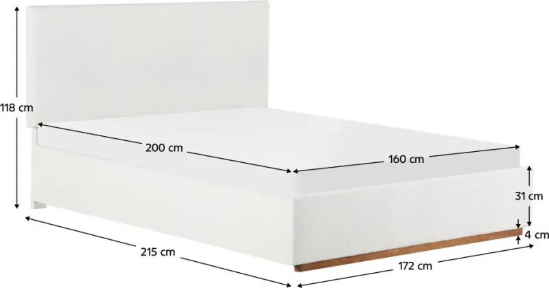 Čalouněná postel NUVOLA bílá 160x200 s roštem a úložným prostorem Kondela 0000405900