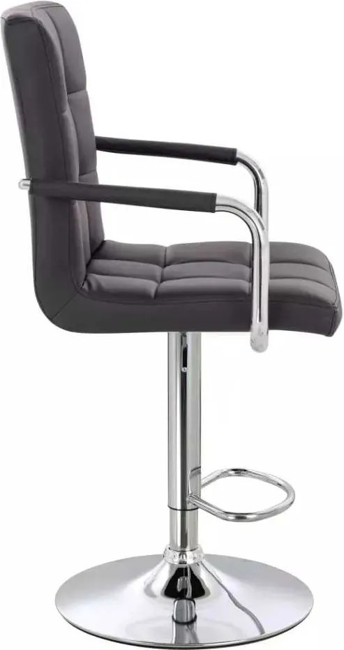 LuxuryForm DESIGN Barová židle VERONA na stříbrné kulaté podstavě - černá