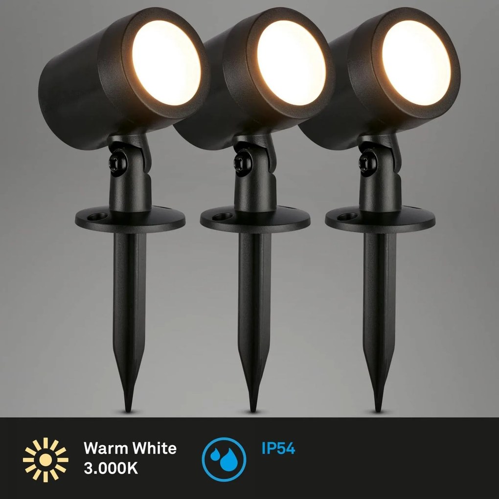BRILO 3799035 LED zahradní bodové svítidlo, zápich, ochrana proti stříkající vodě, nastavitelné - BRILO