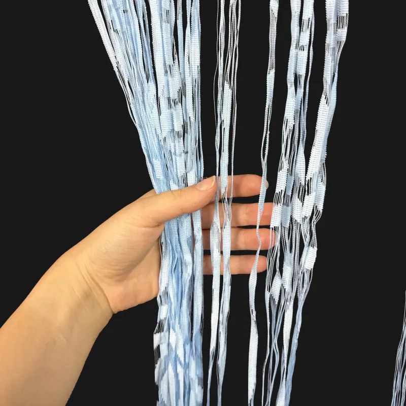Provázková záclona Ambiance vzor Breeze modrá 180 × 300 cm