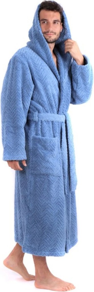 Bavlněný župan Athena s kapucí modrá 31 16 5456 - XL