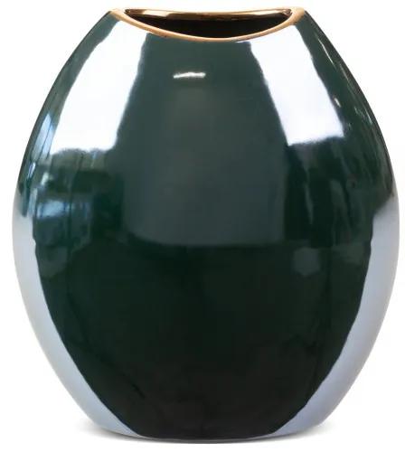 Váza AMORA2 02 tmavě zelená / zlatá