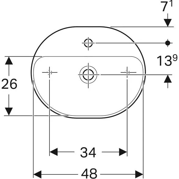 Geberit VariForm Oválná umyvadlová mísa 50 x 40 cm bez přepadu, bílá  500.776.01.2