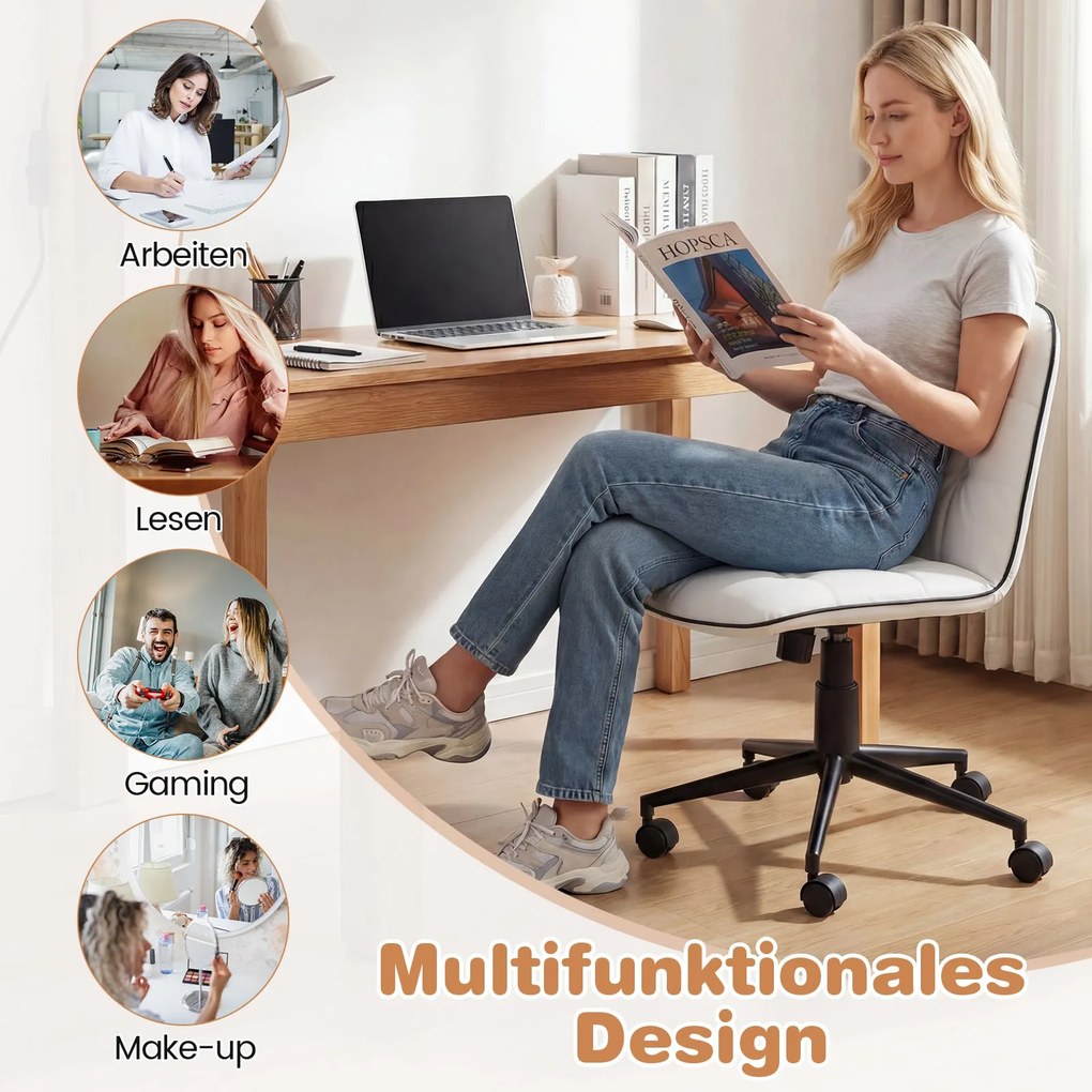Costway Bezruká pracovní židle otočná kancelářská židle z umělé kůže s funkcí
