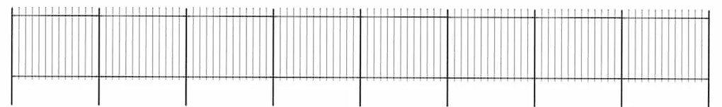 Zahradní plot s kopím nahoře ocelový 1339 x 150 cm černý 277636