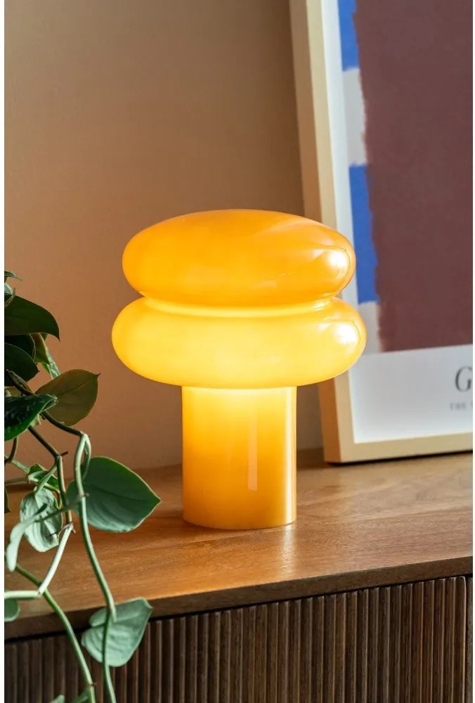 Okrově žlutá skleněná stolní lampa (výška 24 cm) Incesante – Leitmotiv