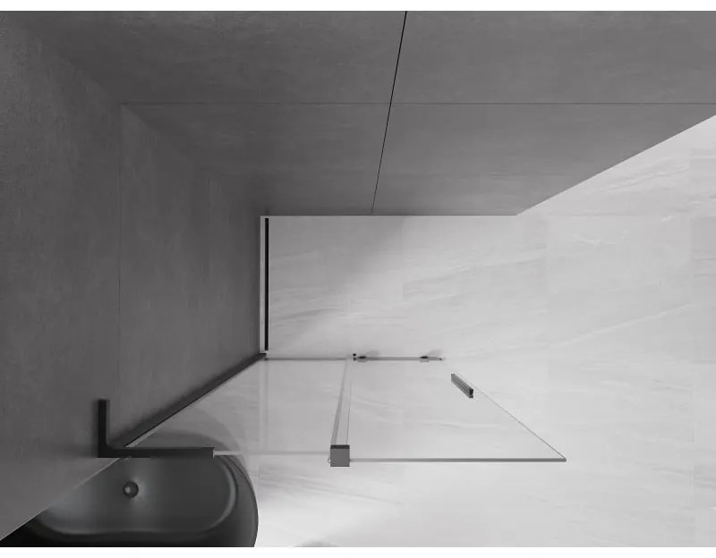 Mexen Velar L, posuvná sprchová zástěna Walk-in 90 x 200 cm, 8mm čiré sklo, černá matná, 871-090-003-03-70