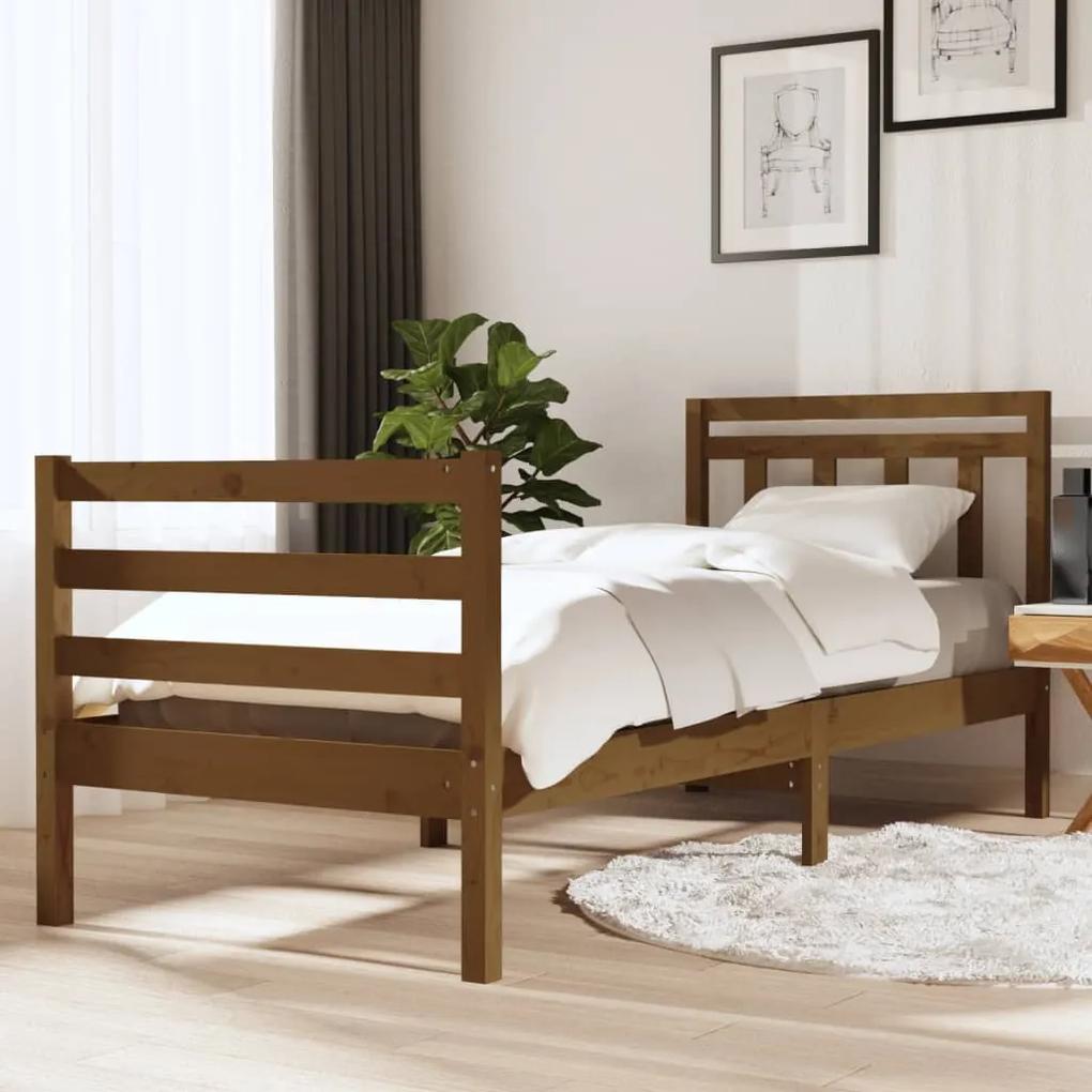 3100622 vidaXL Rám postele medově hnědý masivní dřevo 90 x 190 cm Single