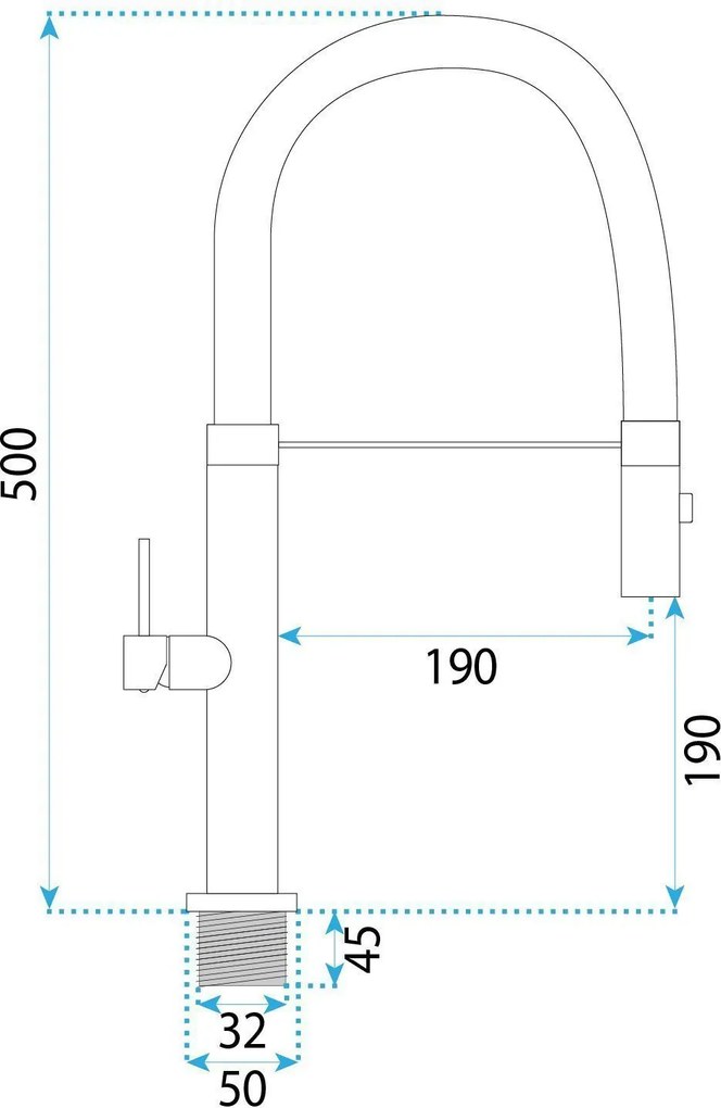Rea Viera, vysoká kuchyňská baterie s elastickým rameno a 2-funkční sprškou, chromová-černá matná, REA-B4855