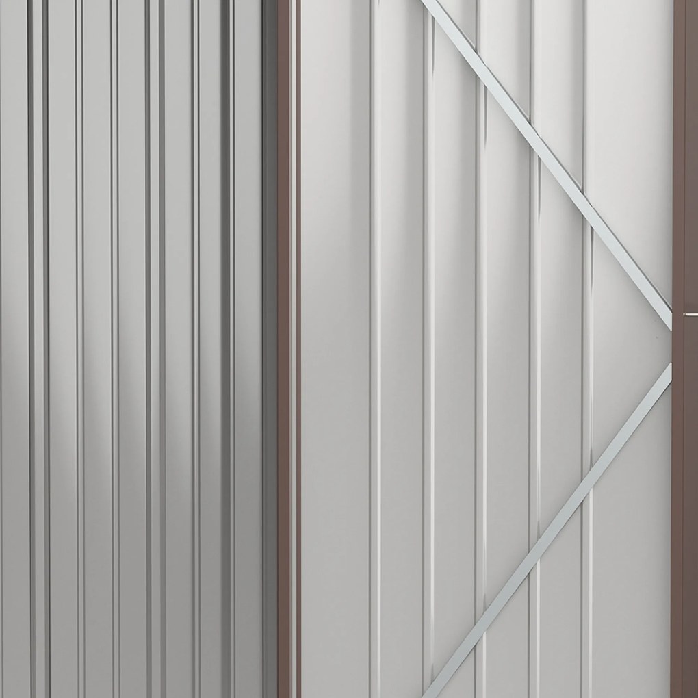 Zahradní kůlna Outsunny 1,34 m² s pultovou střechou, uzamykatelný nástrojový kabinet, vyrobený z pozinkované oceli, 161,5 x 94,5 x 196 cm, hnědý