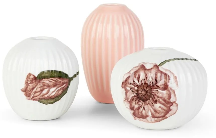 Sada 3 miniaturních porcelánových váz Kähler Design Hammershøi Poppy