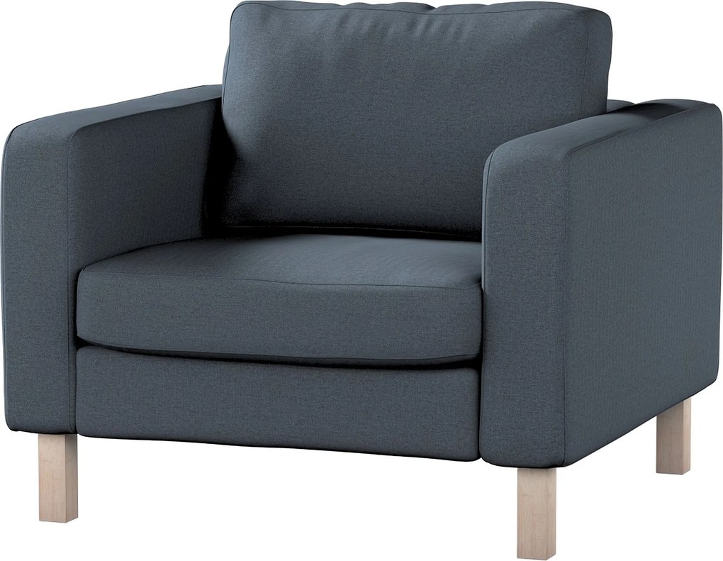 Potah na křeslo IKEA Karlstad, krátký barva modrá látka pletený vzor