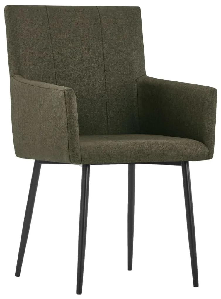 Jídelní židle s područkami 4 ks hnědé textil - Default Title