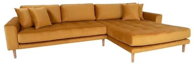 Designová sedačka s otomanem Ansley hořčicový samet - pravá