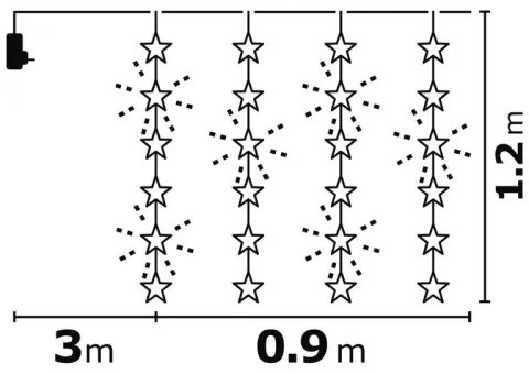 LED vánoční závěs EMOS DCGW01 ZY2263 hvězdy 120x90cm vnitřní použití teplá bílá s časovačem