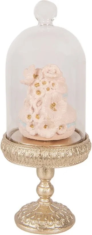 Dekorace podnos na podstavci s poklopem a makronkami - Ø 7*17 cm