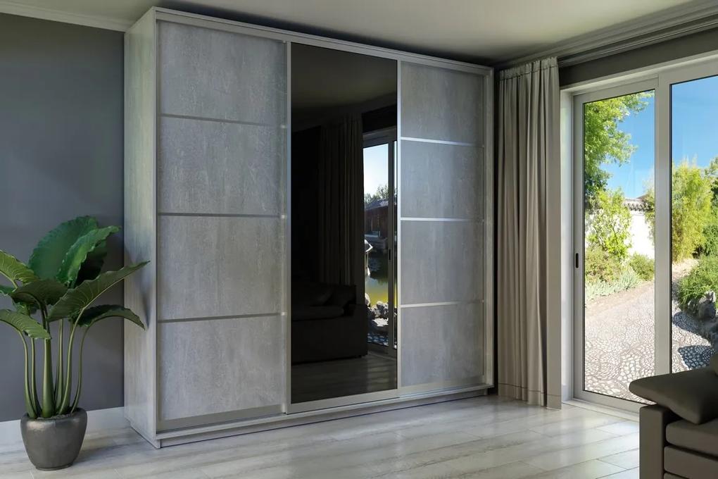 Casarredo - Komfort nábytek Šatní skříň INDUSTRIAL 250 šedá/grafit zrcadlo