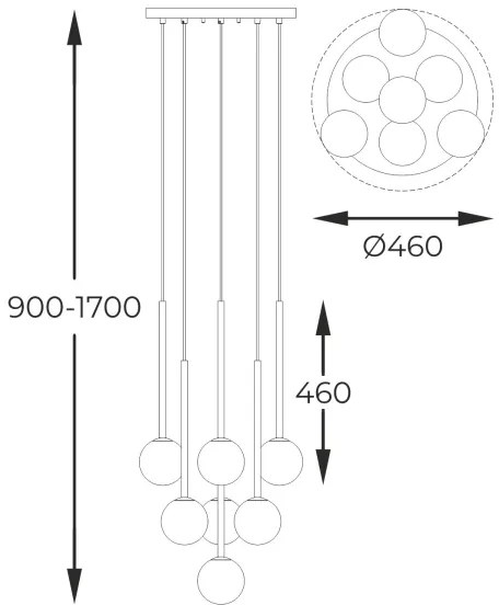Zuma Line P0574-07F-SDFZ - Lustr na lanku ARCTURUS 7xG9/4W/230V černá