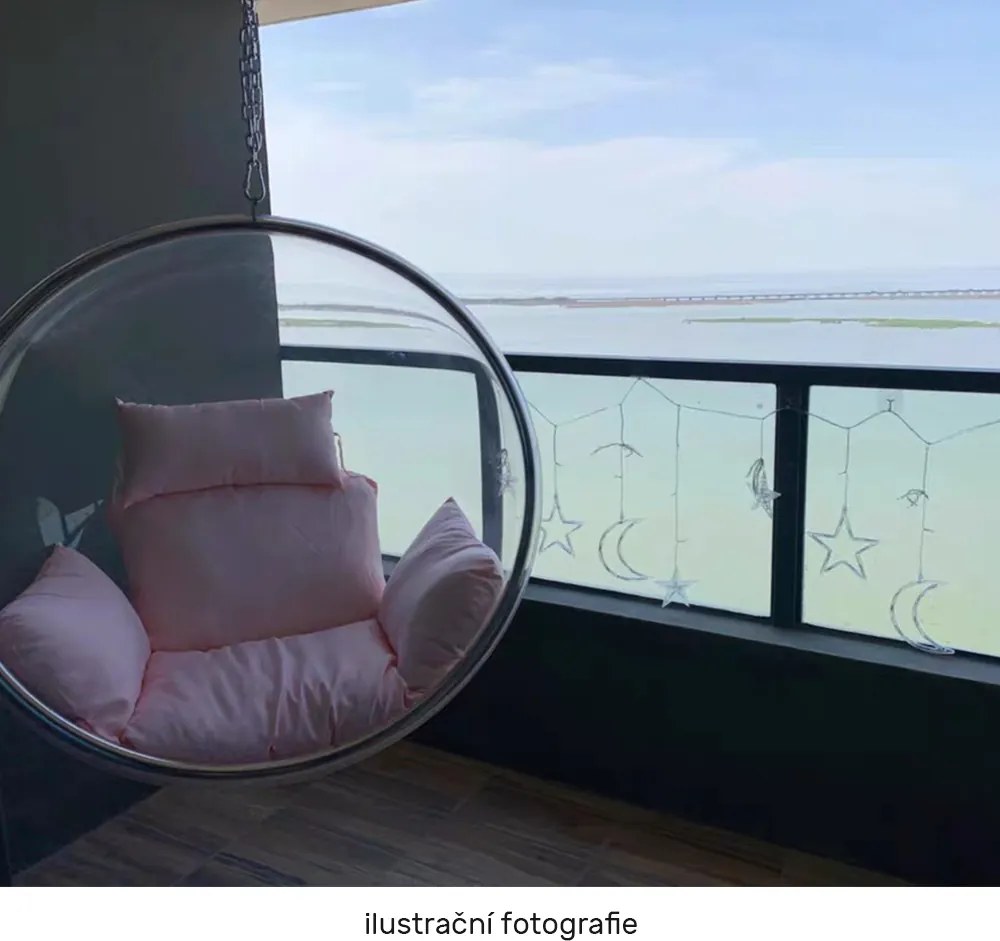 Závěsné křeslo, transparentní/zlatá/šedá, BUBBLE NEW TYP 1