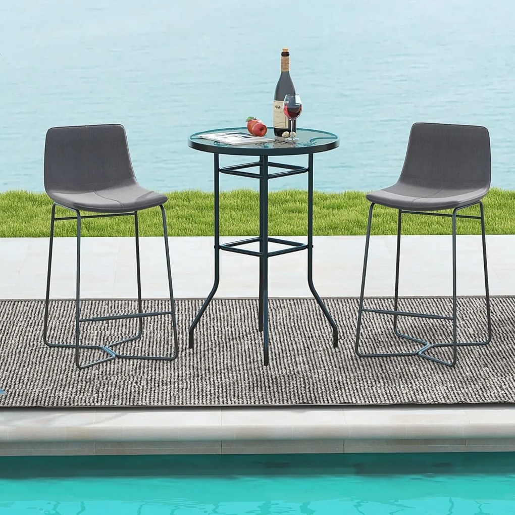 Costway High Garden Table Barový stůl Kulatý bistro s deskou stolu z tvrzeného