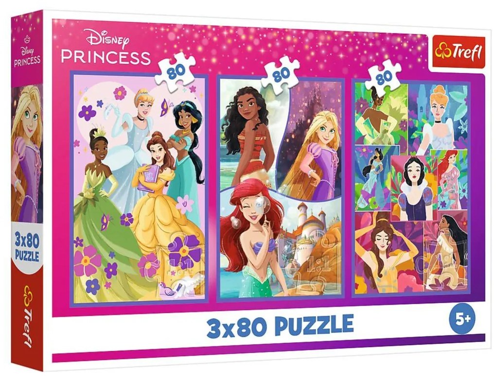 Trefl Puzzle 3x80 Princezny Disney - Princezniny přátelé 18x27,5cm v krabici 29x19x4cm