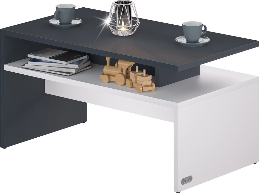 Konferenční stolek Sacramento bílá/antracitová 95x55x50cm