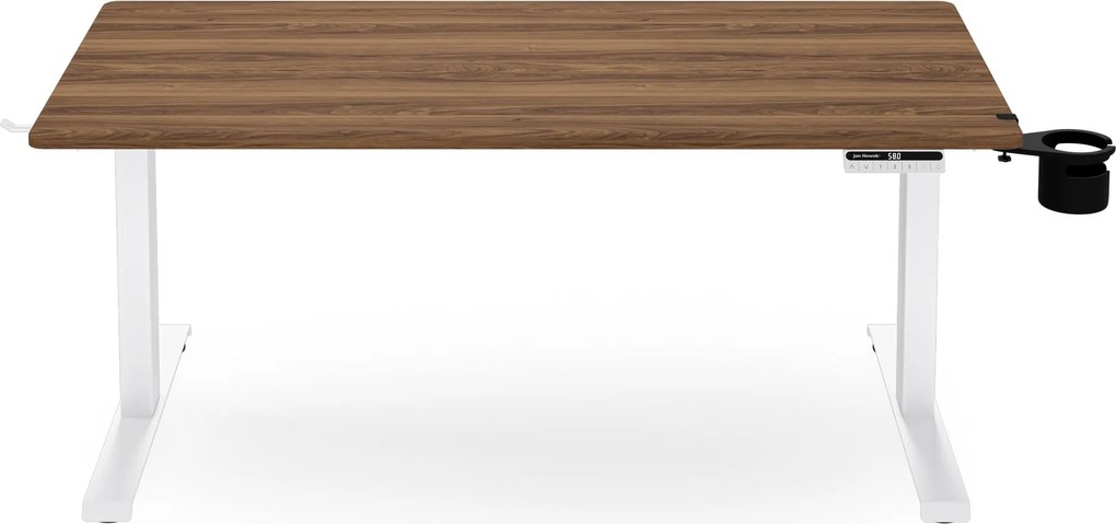 Elektrický stůl s nastavitelnou výškou ergonomický bílý/ořech,1400x700 mm: ARIA