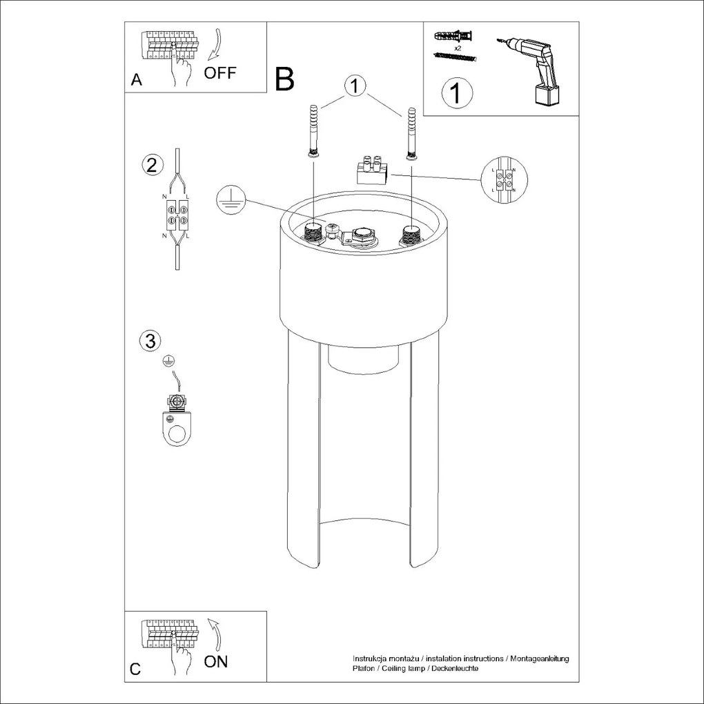 Stropní svítidlo Flash, 1x bílé kovové stínítko