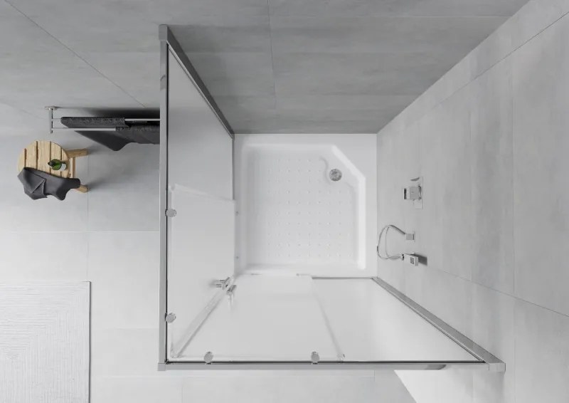 Mexen Rio Čtvercová sprchová kabina 90 x 90 cm, matná, chrom + vanička, bílá - 860-090-090-01-30-4510