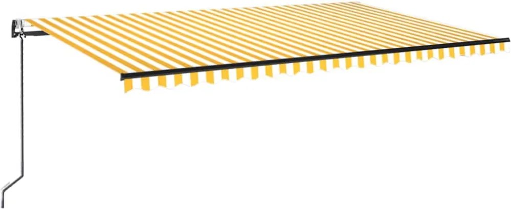 Automatická markýza LED a senzor větru 500 x 300 cm žlutá/bílá 3069153
