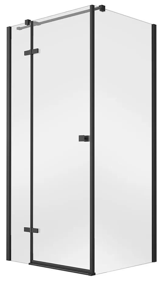 Besco Čtvercový sprchový kout PIXA BLACK NEW SQ 90x90, výška 195 cm Rozměry (cm): 90x90, Barva profilů a typ výplně: profily: černá, výplň: transparent, Orientace: Pravá