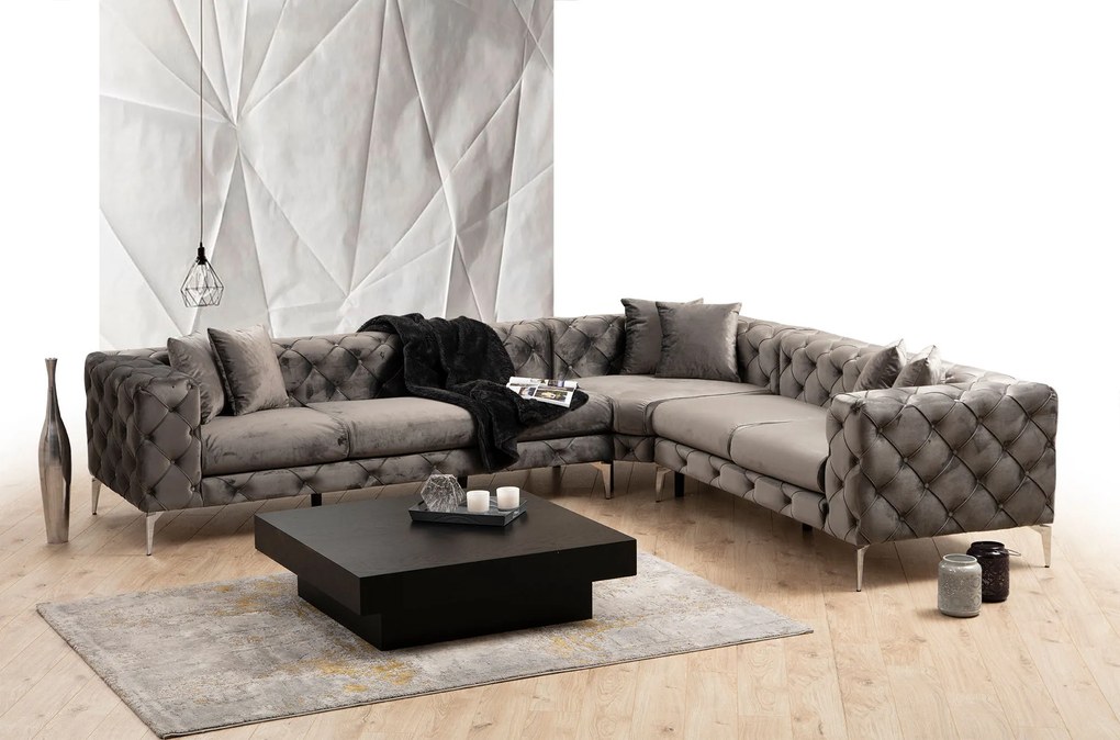 Atelier del Sofa Rohová sedací souprava Como Right - Anthracite, Antracitová