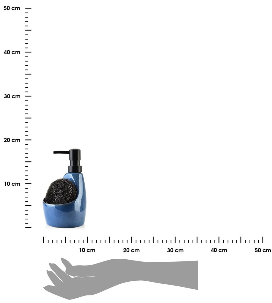 Dávkovač saponátu Sansa, modrá/s černými prvky, 400 ml